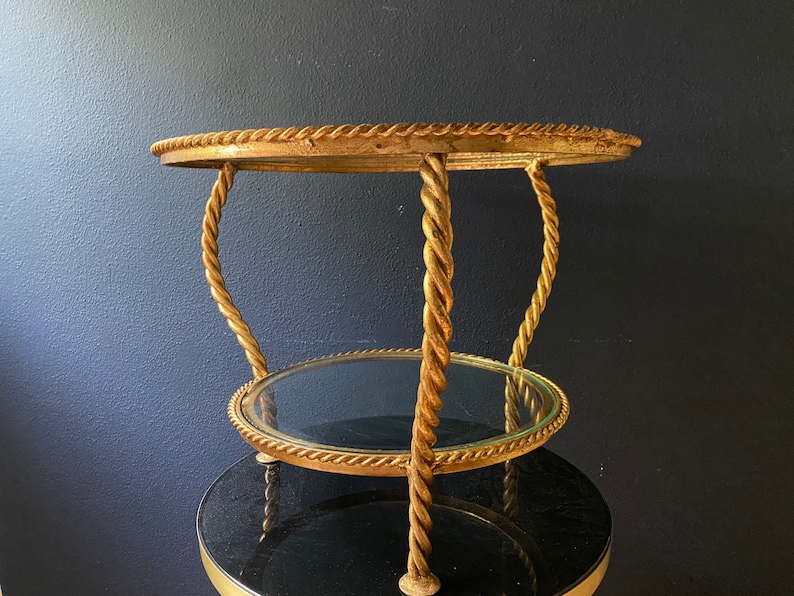 Li Puma Hollywood Regency Roped Gilt Metal Round Side Table - Etsy