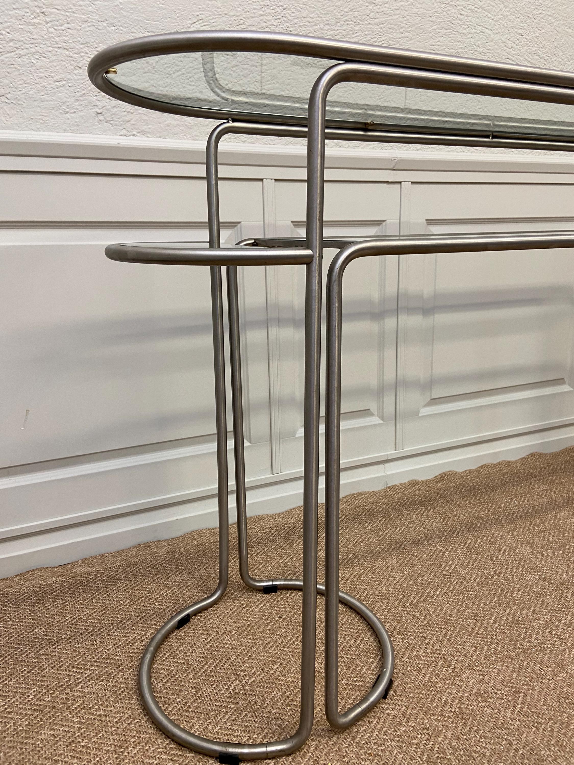 Bauhaus Style Console Table Set With Glass Shelves on Tubular Metal ...