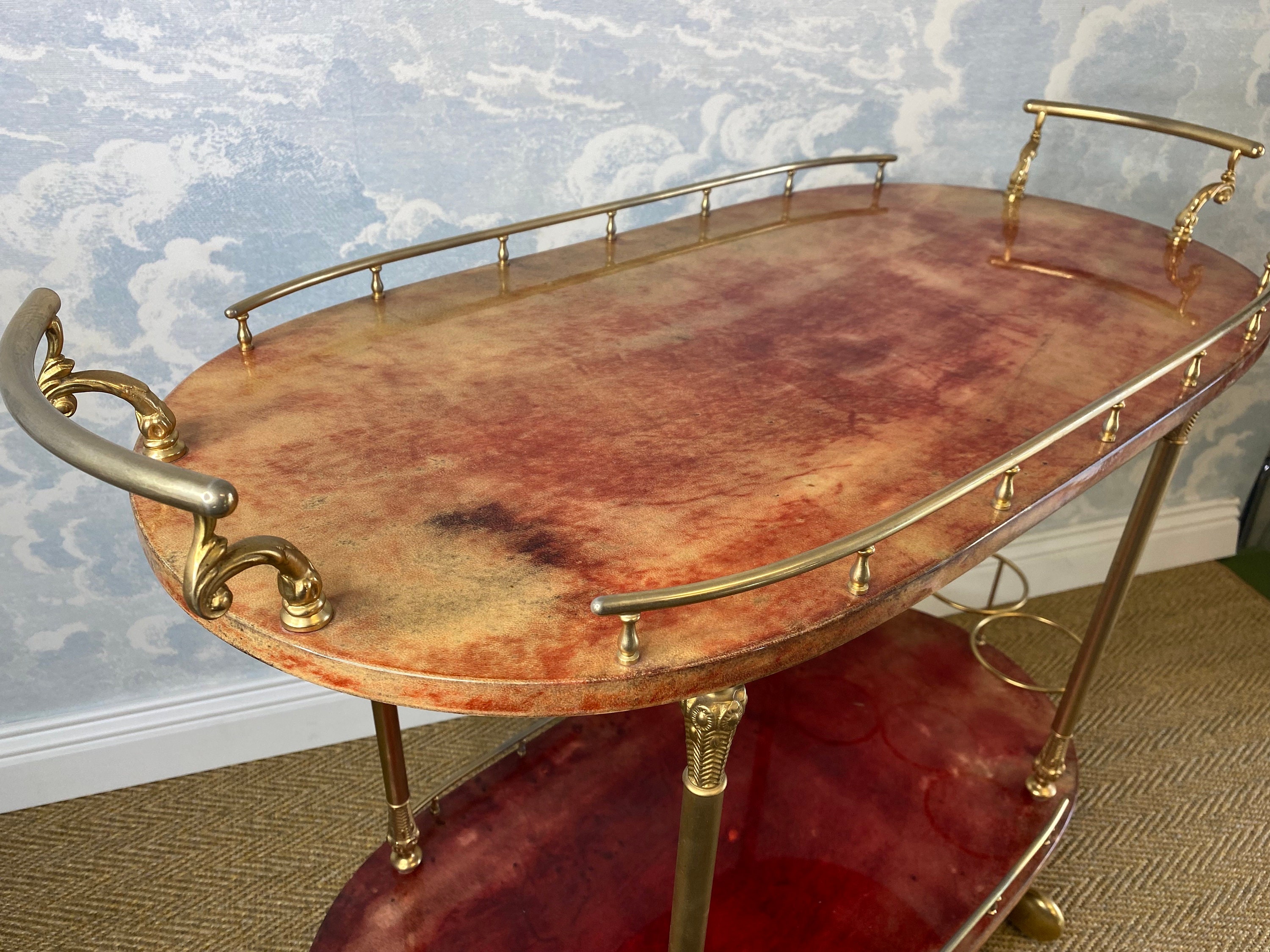 ALDO TURA Red Bar Cart Trolley Mid Century 60s - Etsy