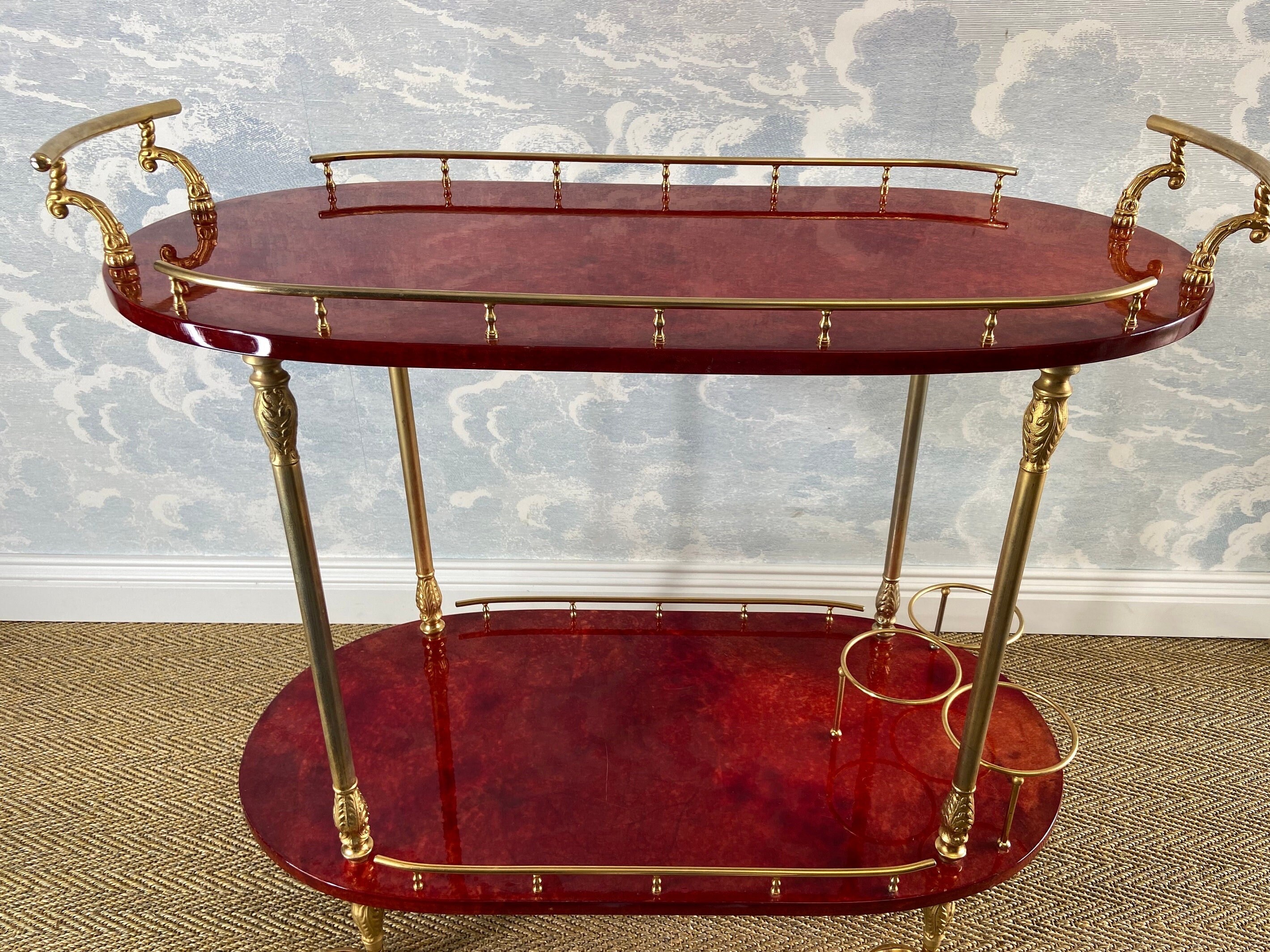 ALDO TURA Red Bar Cart Trolley Mid Century, Italy 1960s - Etsy