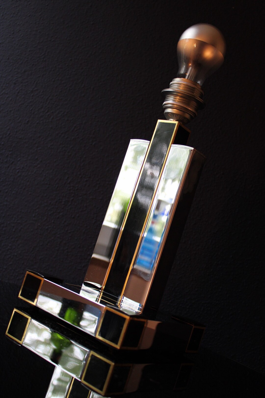 Willy Rizzo Table Lamp Mid Century Brass Chrome Hollywood Regency 70s ...