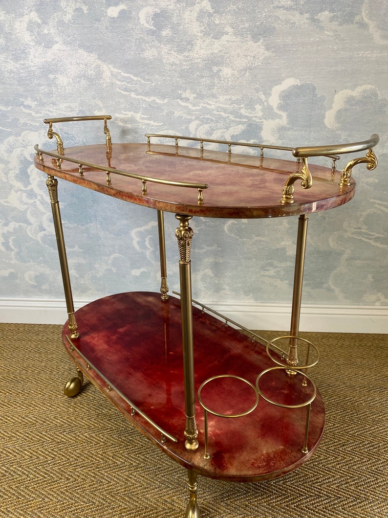 ALDO TURA Red Bar Cart Trolley Mid Century 60s - Etsy