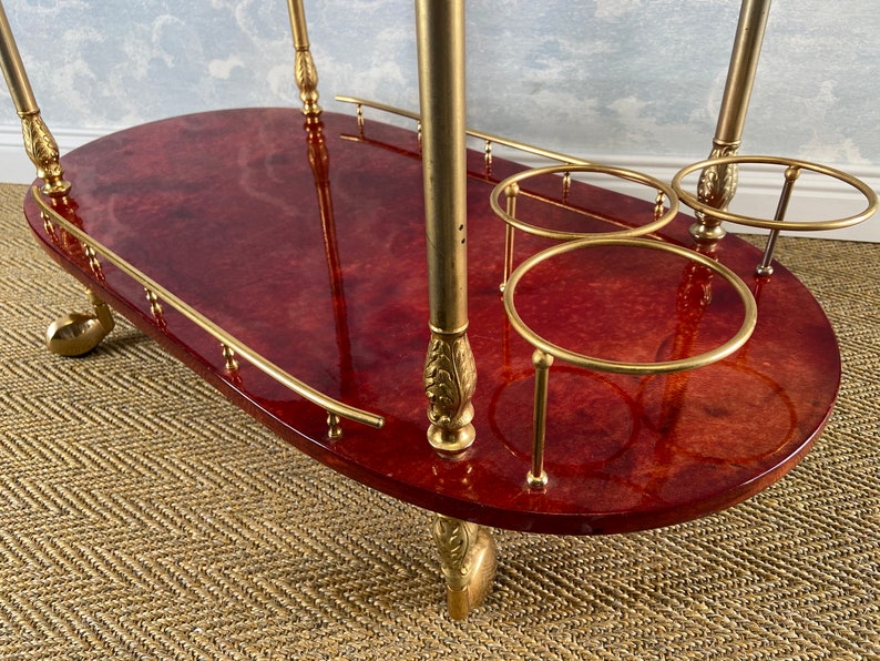 ALDO TURA Red Bar Cart Trolley Mid Century, Italy 1960s - Etsy
