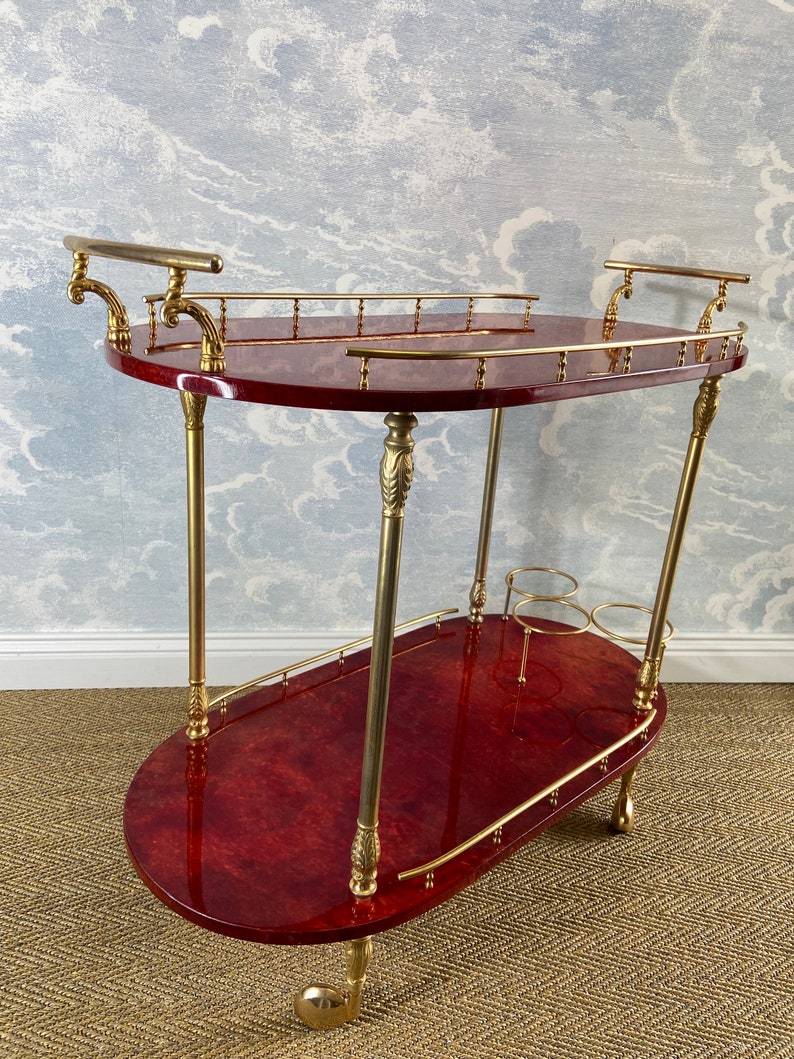 ALDO TURA Red Bar Cart Trolley Mid Century, Italy 1960s - Etsy