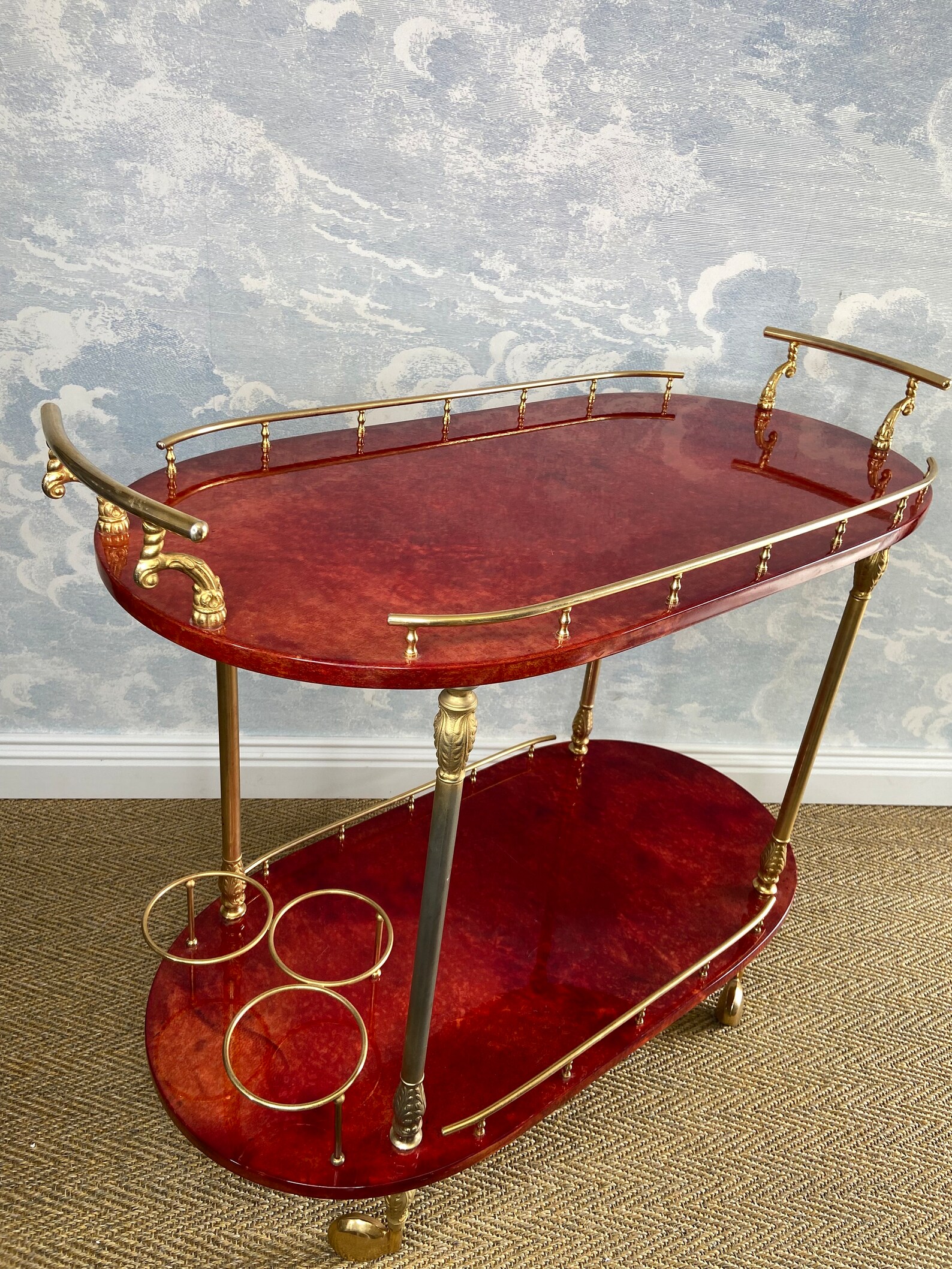 ALDO TURA Red Bar Cart Trolley Mid Century, Italy 1960s - Etsy