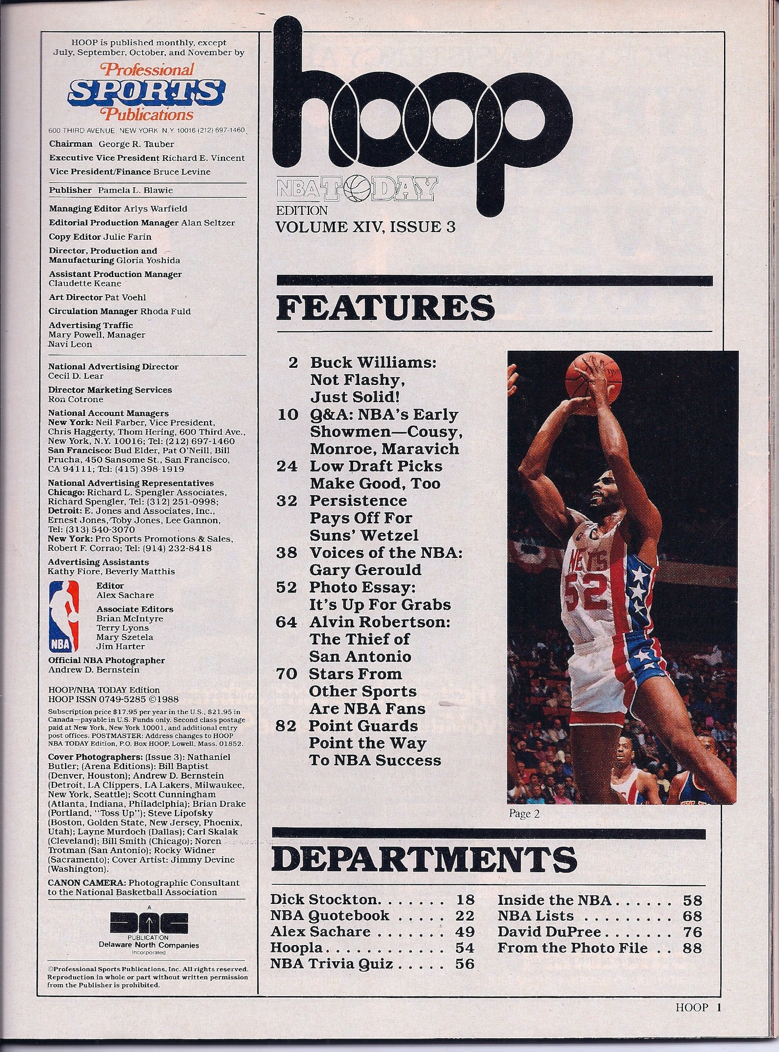 NBA Hoop Magazine 1988 vol. XIV, Issue 3 Houston Rockets Vs. Sacramento ...