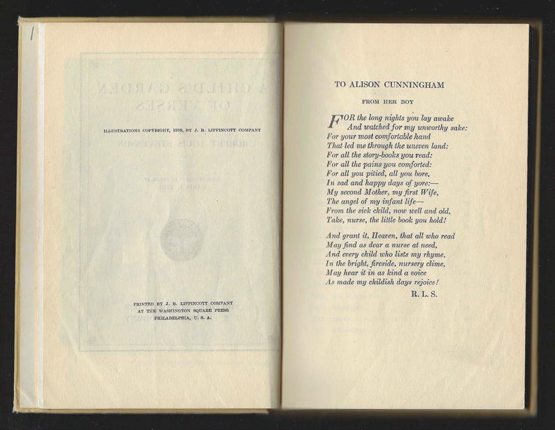 A Child's Garden of Verses by Robert Louis Stevenson (1919 Hardcover ...