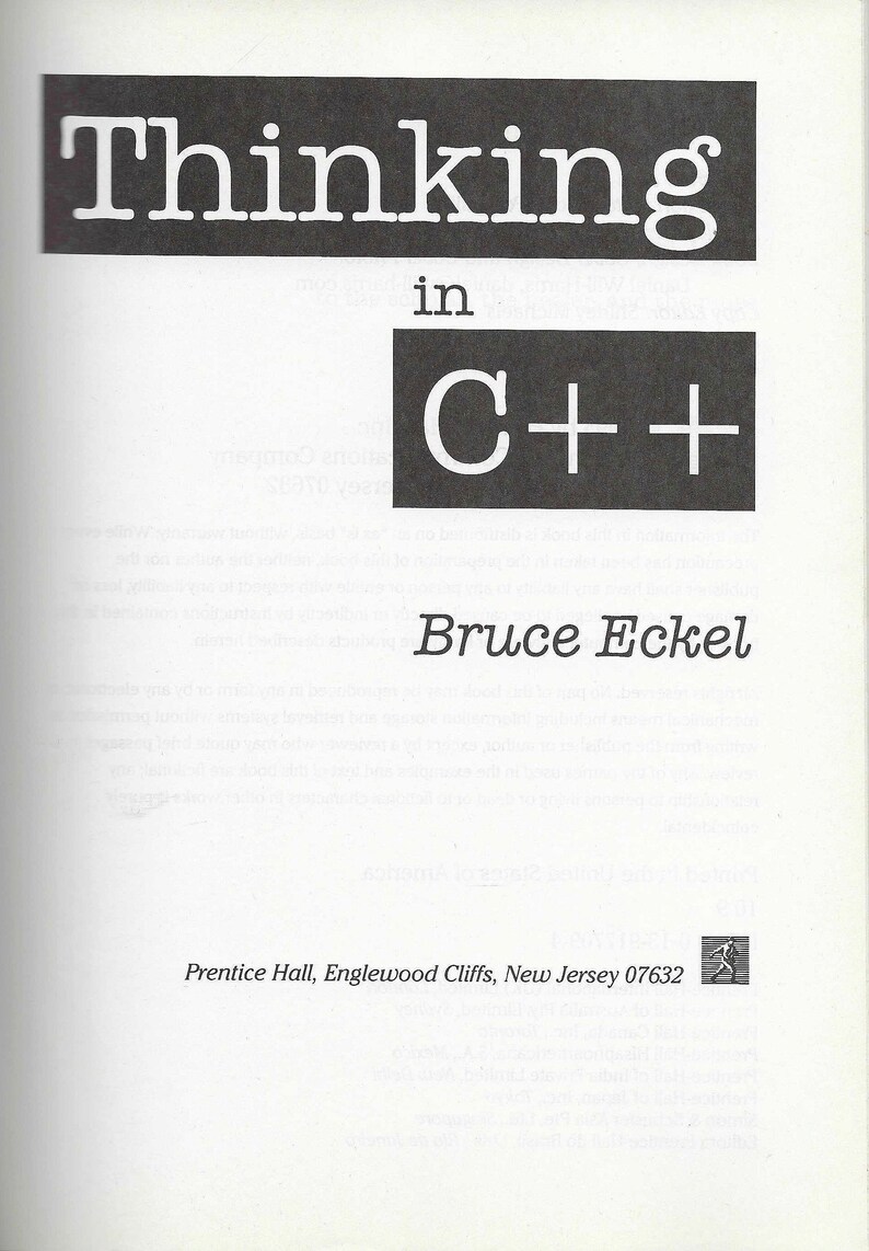 Thinking in C++ by Bruce Eckel (1995 Oversized Softcover) C++ ...
