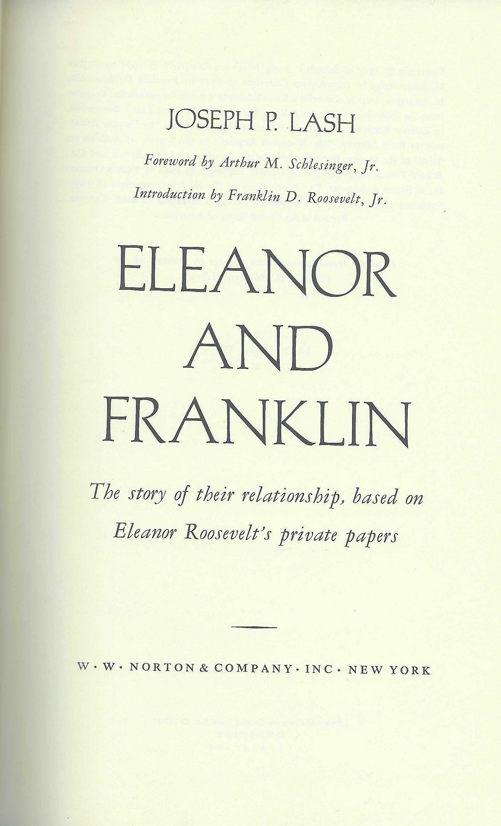 Eleanor and Franklin by Joseph P. Lash (1971 Hardcover With Bad Dust ...