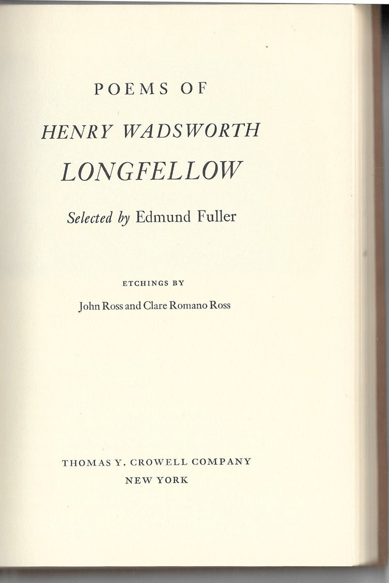 Poems of Henry Wadsworth Longfellow - Selected by Edmund Fuller (1967 ...