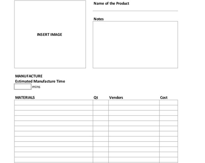 Product Recipe Worksheet, Product Template Etsy Seller, Product ...