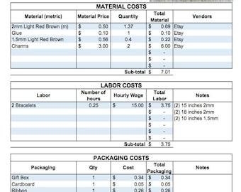 Pricing Worksheet - Etsy