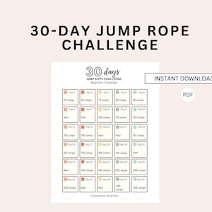 30-day Jump Rope Challenge Printable | Beginner Fitness Plan - Etsy