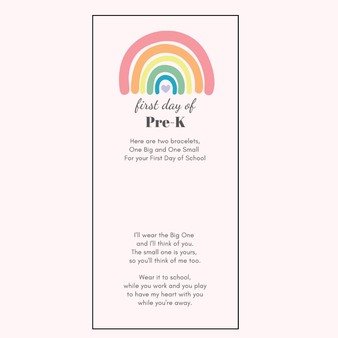 First Day of School Poem Printable First Day of Pre-k - Etsy