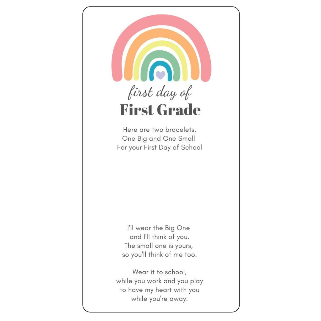 First Day of First Grade Poem Card Printable, First Day of School ...