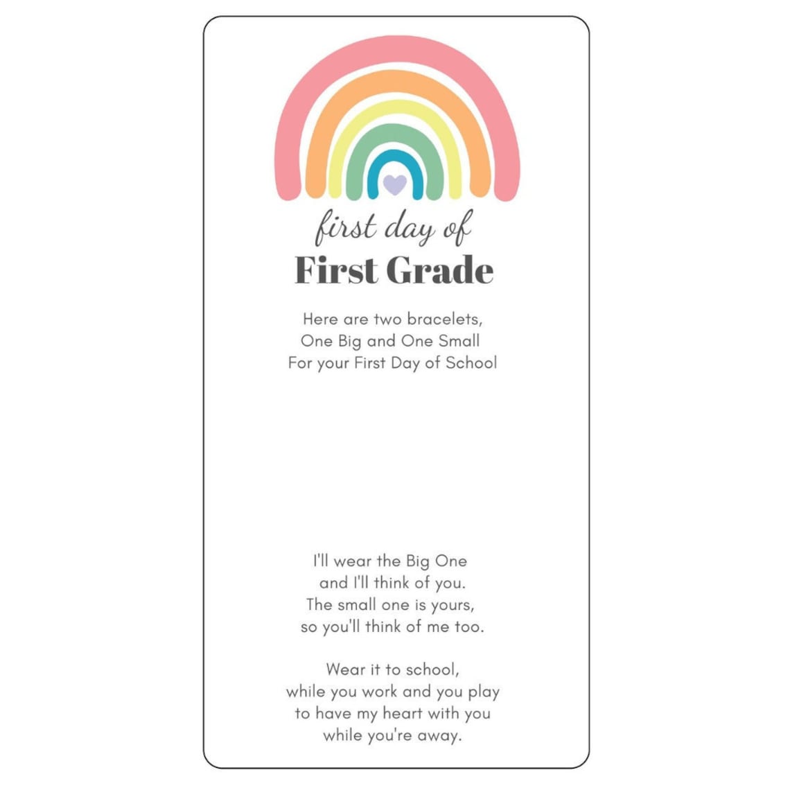First Day of First Grade Poem Card Printable, First Day of School ...