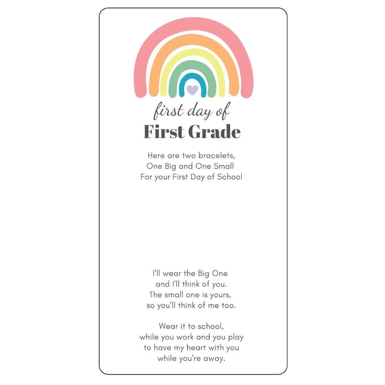 First Day of First Grade Poem Card Printable, First Day of School ...