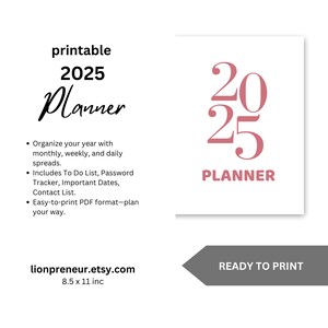 2025 Printable Planner PDF - Minimalist Monthly, Weekly & Daily ...