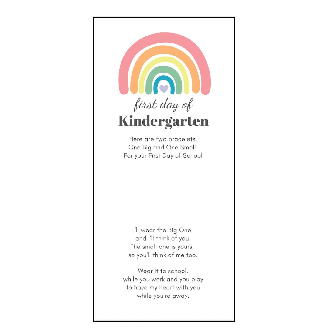 First Day of Kindergarten Poem Card Printable, First Day of School ...