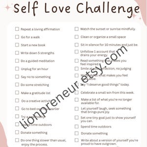 30 Day Self Love Challenge Printable PDF | Certificate Included - Etsy