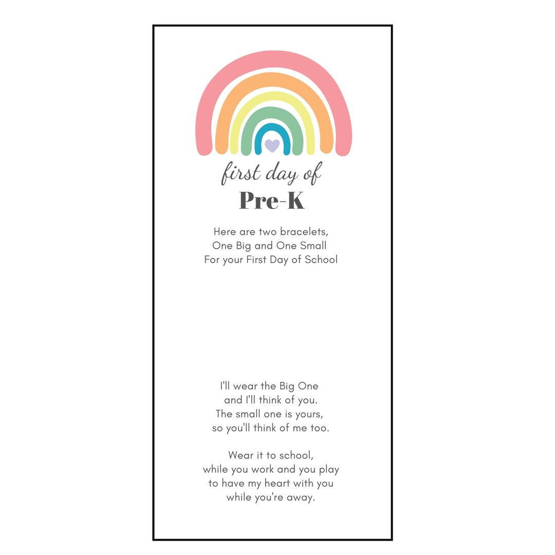 First Day of School Poem Printable, First Day of Pre-k Matching ...