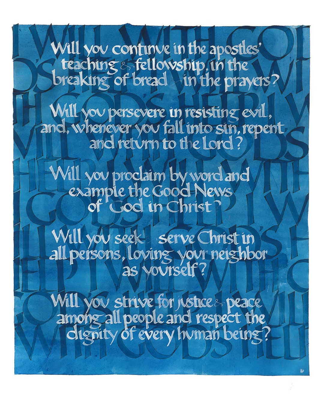 Baptismal Covenant, Calligraphy Print by Br. Roy Parker, OHC (7026) - Etsy