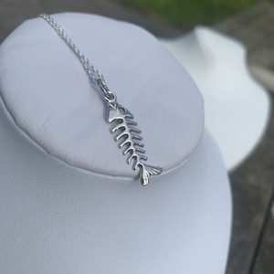 925 Silver Fish Bone Skeleton Necklace - Etsy