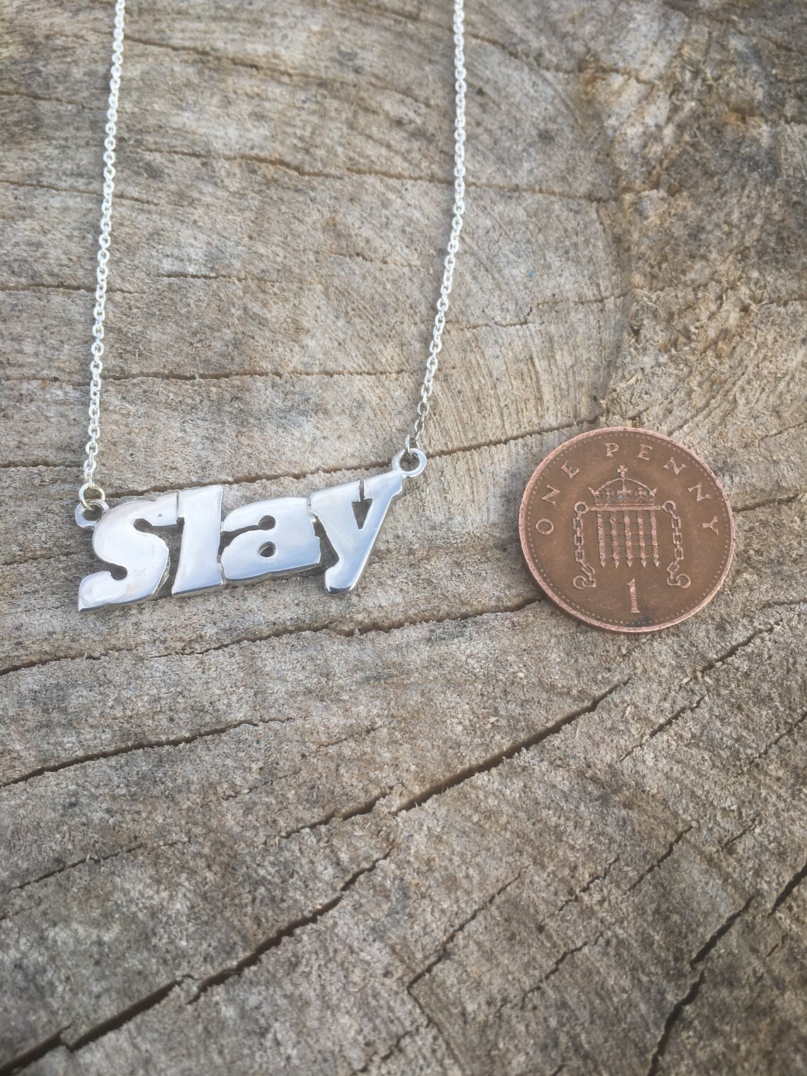 925 Sterling Silver 'SLAY' Word Necklace Slay | Etsy