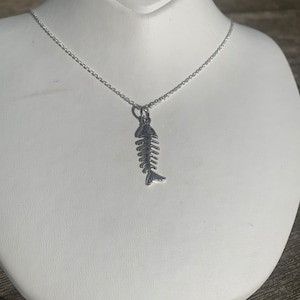 925 Silver Fish Bone Skeleton Necklace - Etsy