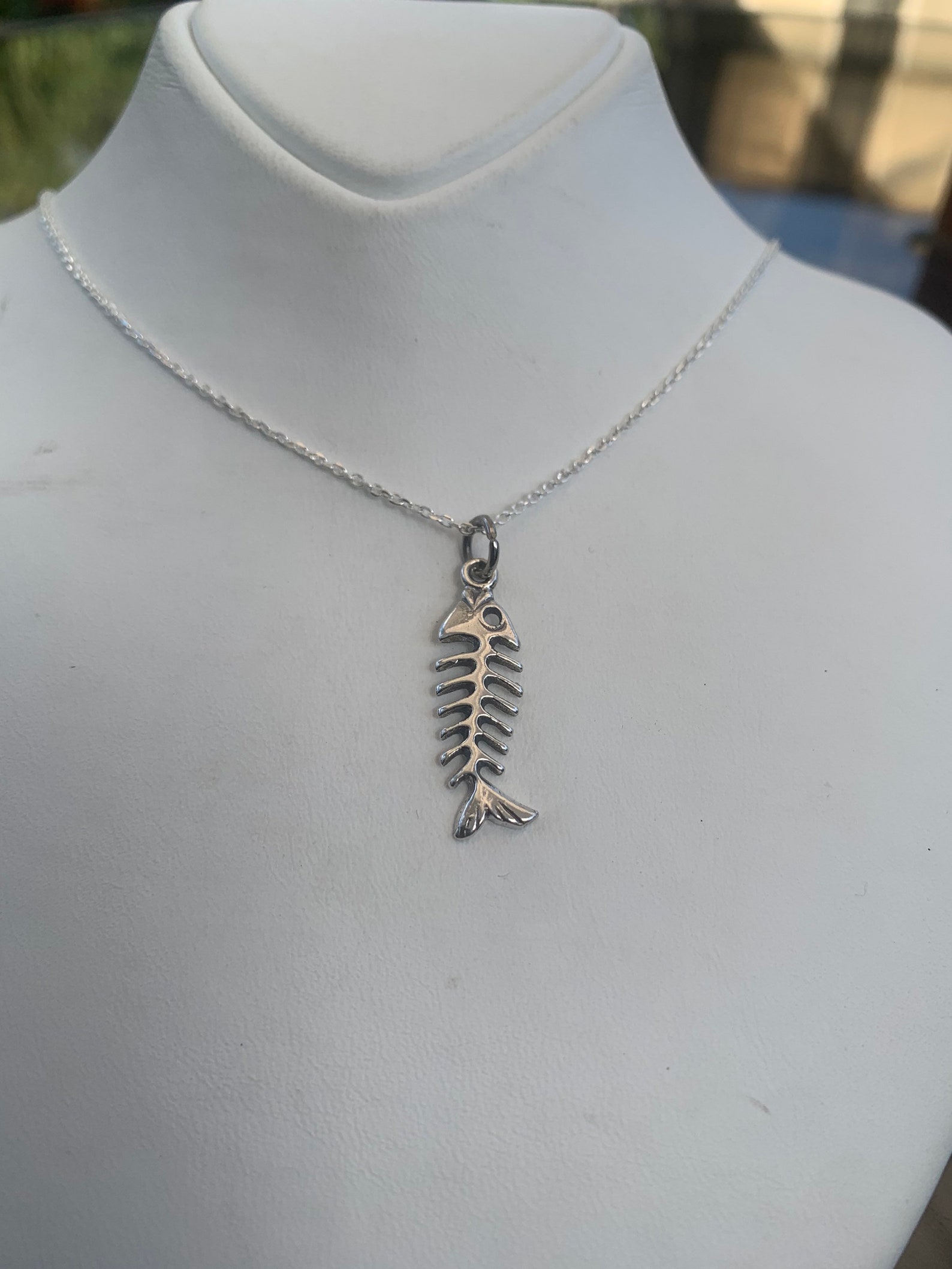 925 Silver Fish Bone Skeleton Necklace - Etsy