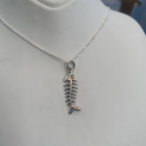 925 Silver Fish Bone Skeleton Necklace - Etsy