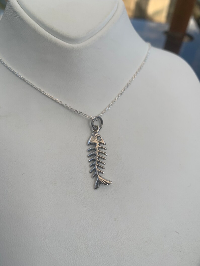 925 Silver Fish Bone Skeleton Necklace - Etsy
