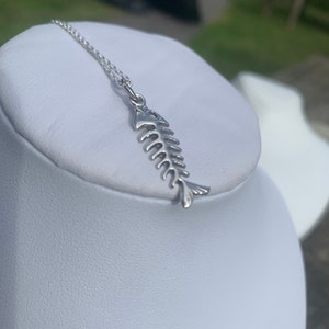925 Silver Fish Bone Skeleton Necklace - Etsy