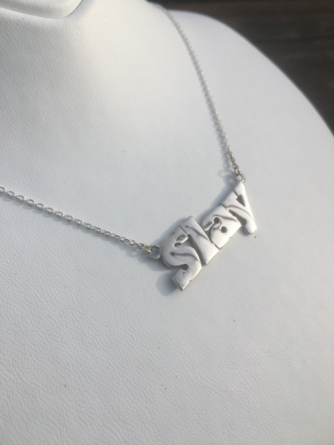925 Sterling Silver 'SLAY' Word Necklace Slay | Etsy