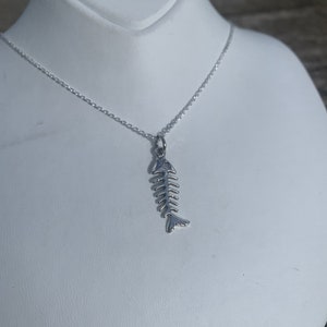 925 Silver Fish Bone Skeleton Necklace - Etsy
