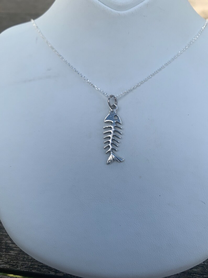 925 Silver Fish Bone Skeleton Necklace - Etsy