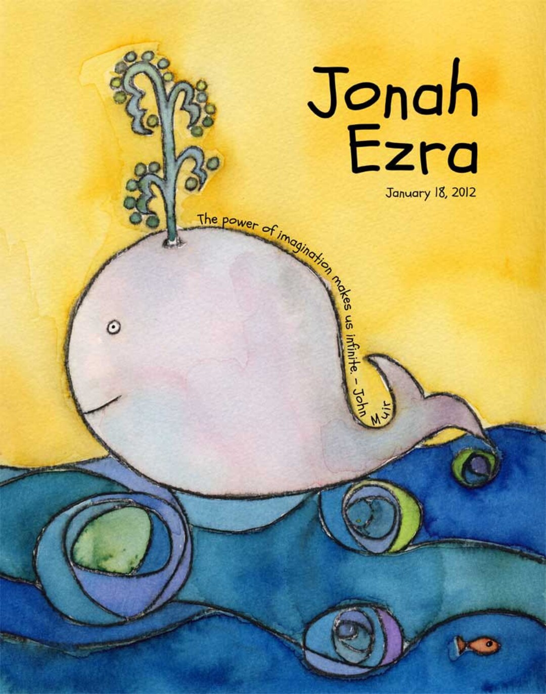 Mr. Whale - Watercolor Personalized Name Print - Etsy