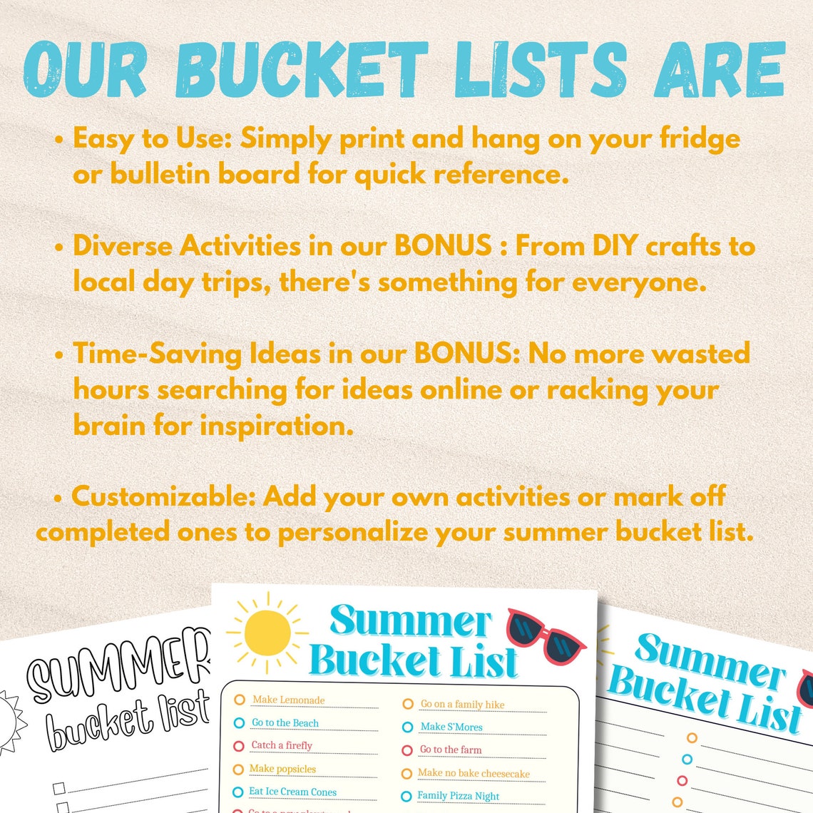 Summer Bucket List and Ideas Kids Summer Bucket List and Ideas Editable ...