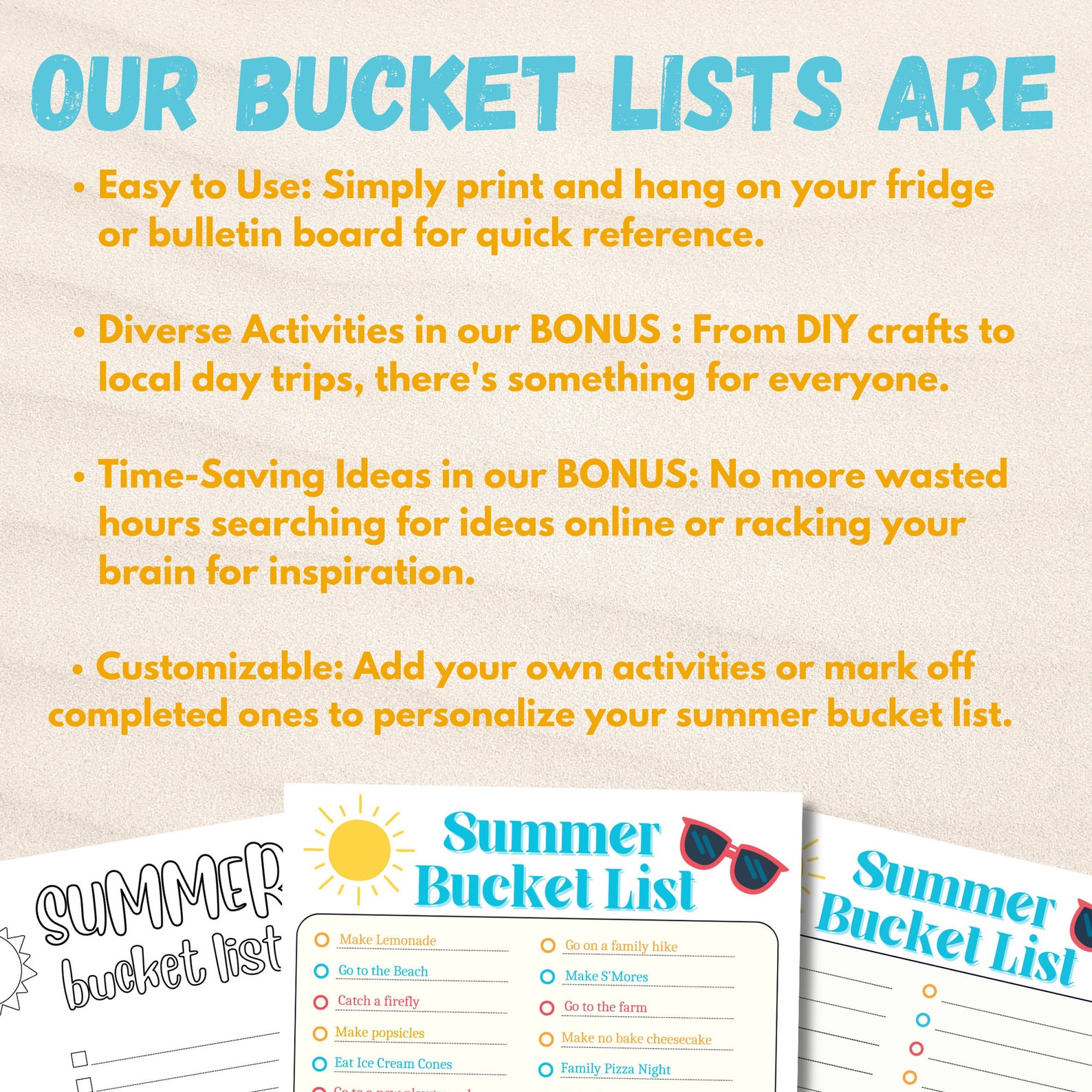 Summer Bucket List and Ideas Kids Summer Bucket List and Ideas Editable ...