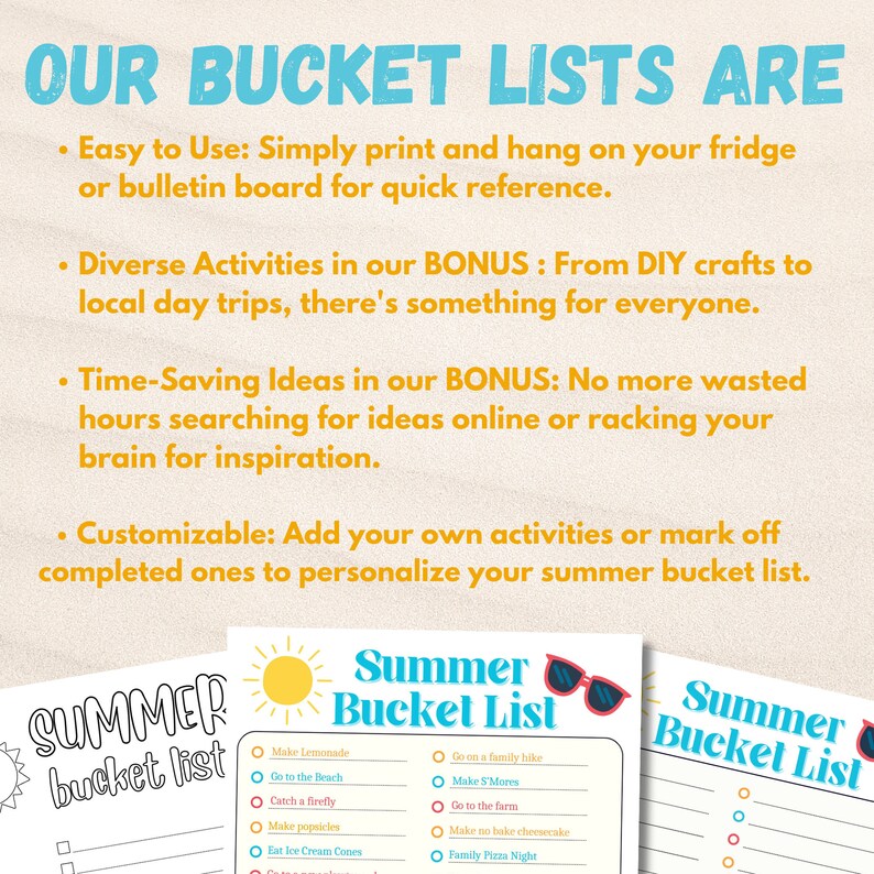 Summer Bucket List and Ideas Kids Summer Bucket List and Ideas Editable ...