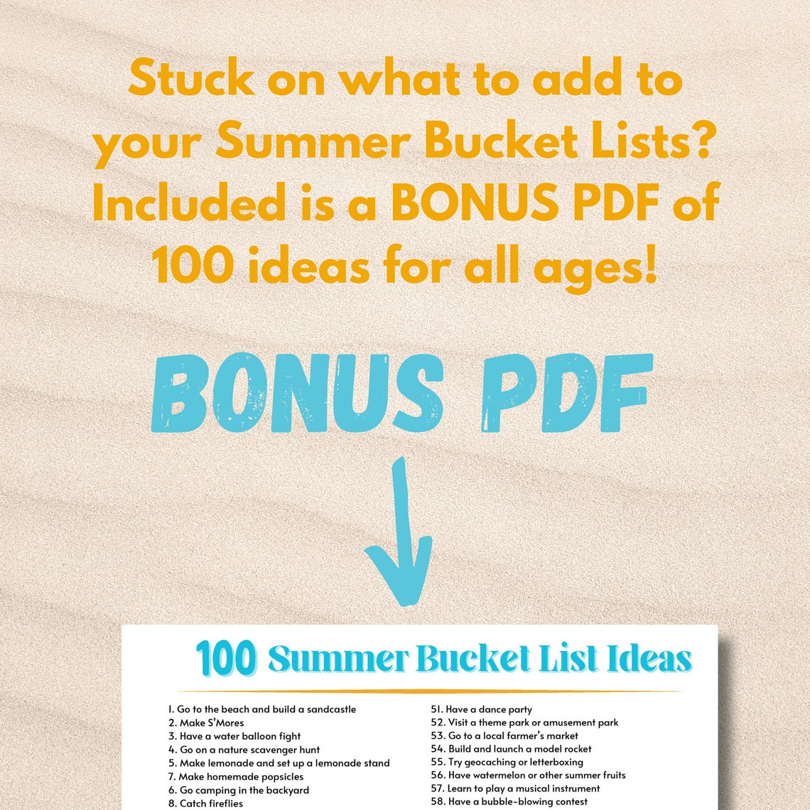 Summer Bucket List and Ideas Kids Summer Bucket List and Ideas Editable ...