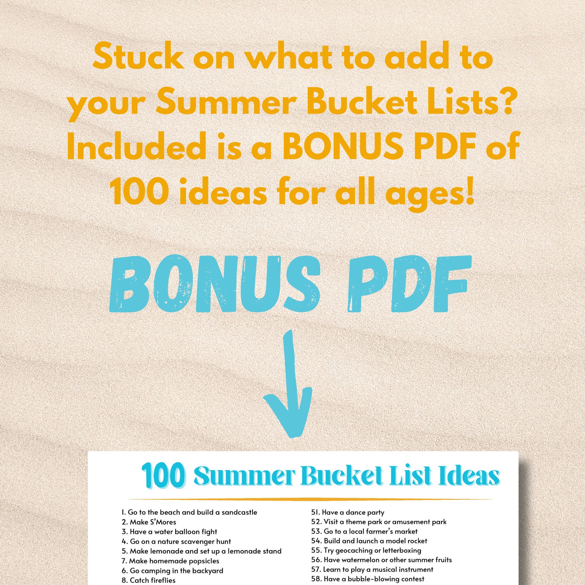 Summer Bucket List and Ideas Kids Summer Bucket List and Ideas Editable ...