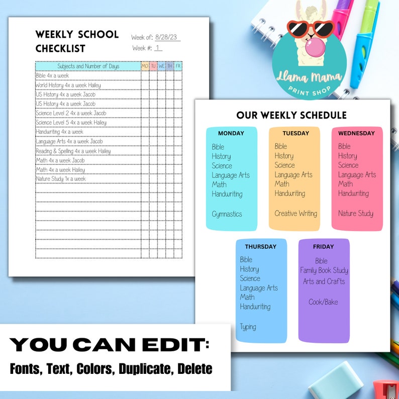 Homeschool Checklist and Schedule Templates - Homeschool Templates ...
