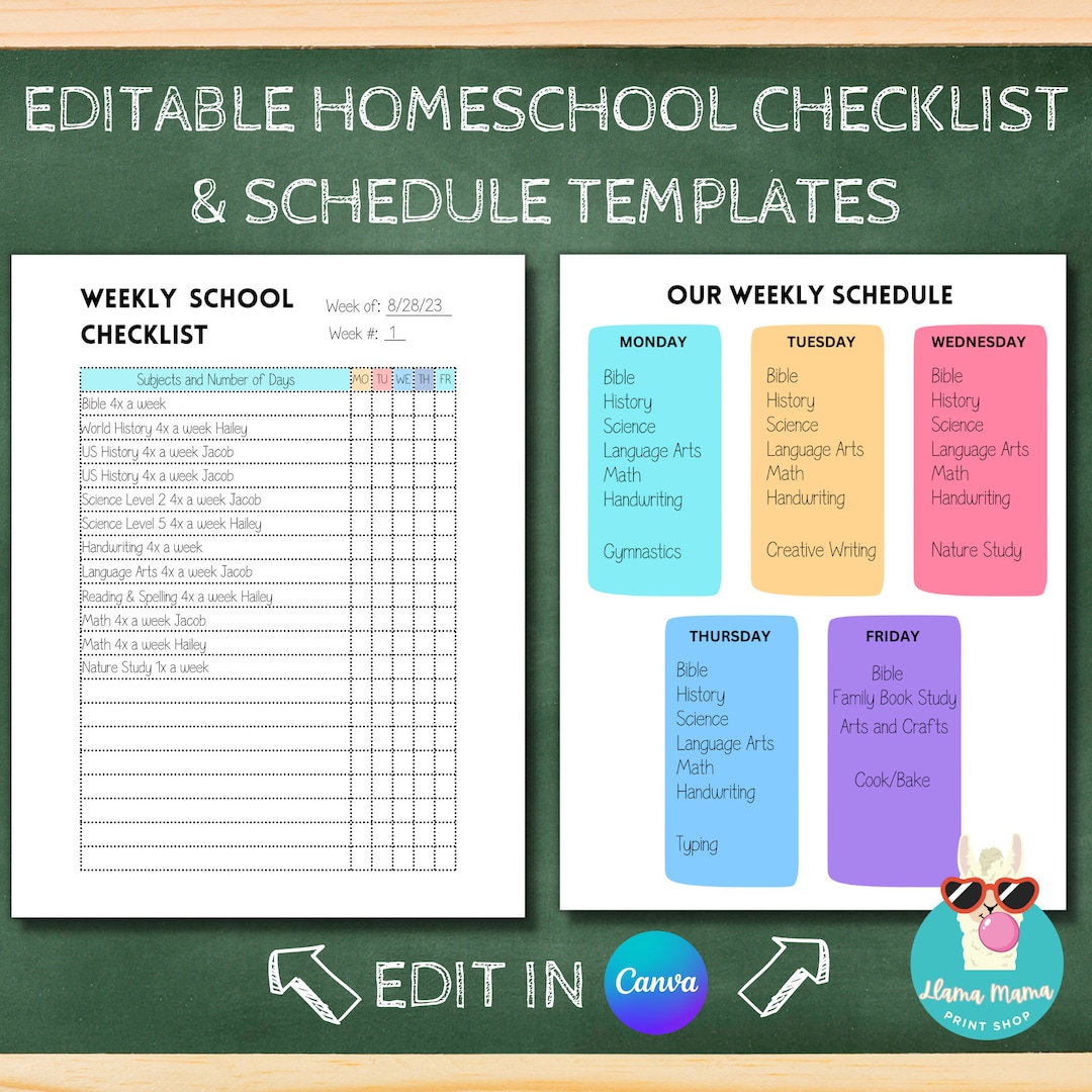 Homeschool Checklist and Schedule Templates - Homeschool Templates ...
