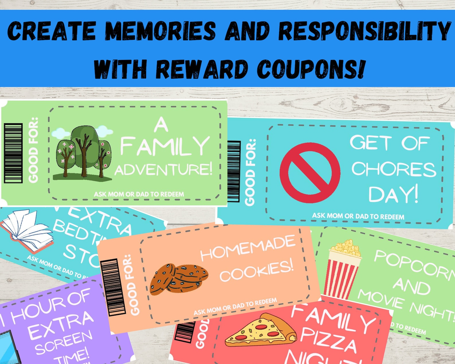 Kids Reward Coupons-instant Download-bonus Reward Chart & Sticker ...