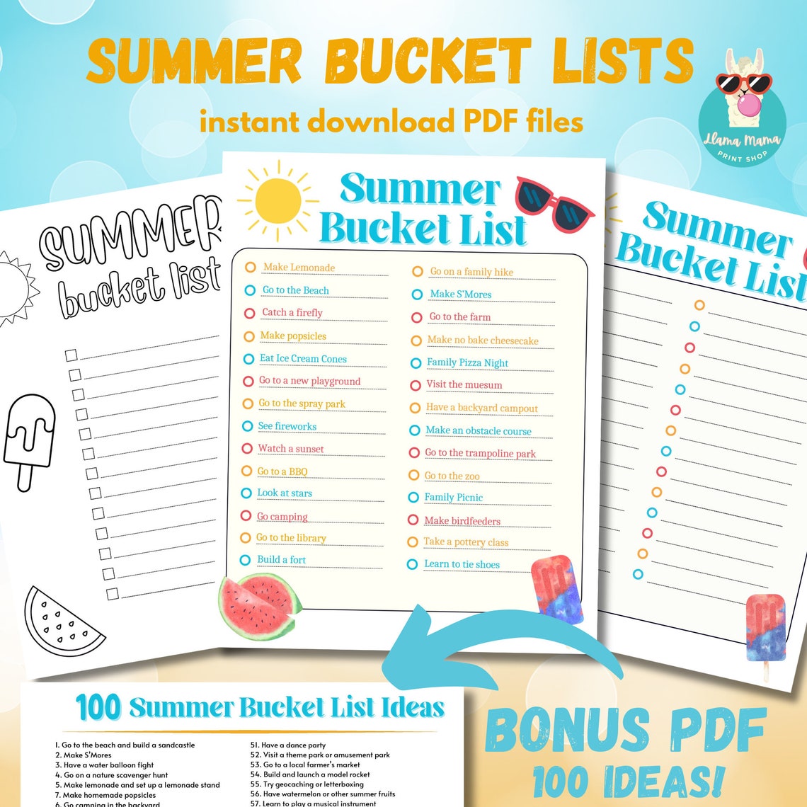 Summer Bucket List and Ideas Kids Summer Bucket List and Ideas Editable ...