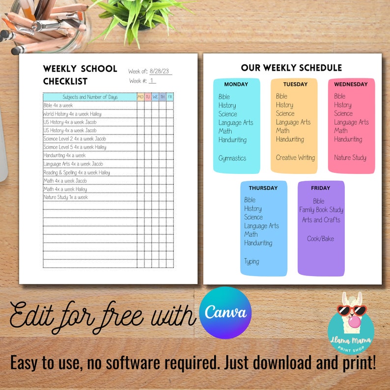 Homeschool Checklist and Schedule Templates - Homeschool Templates ...