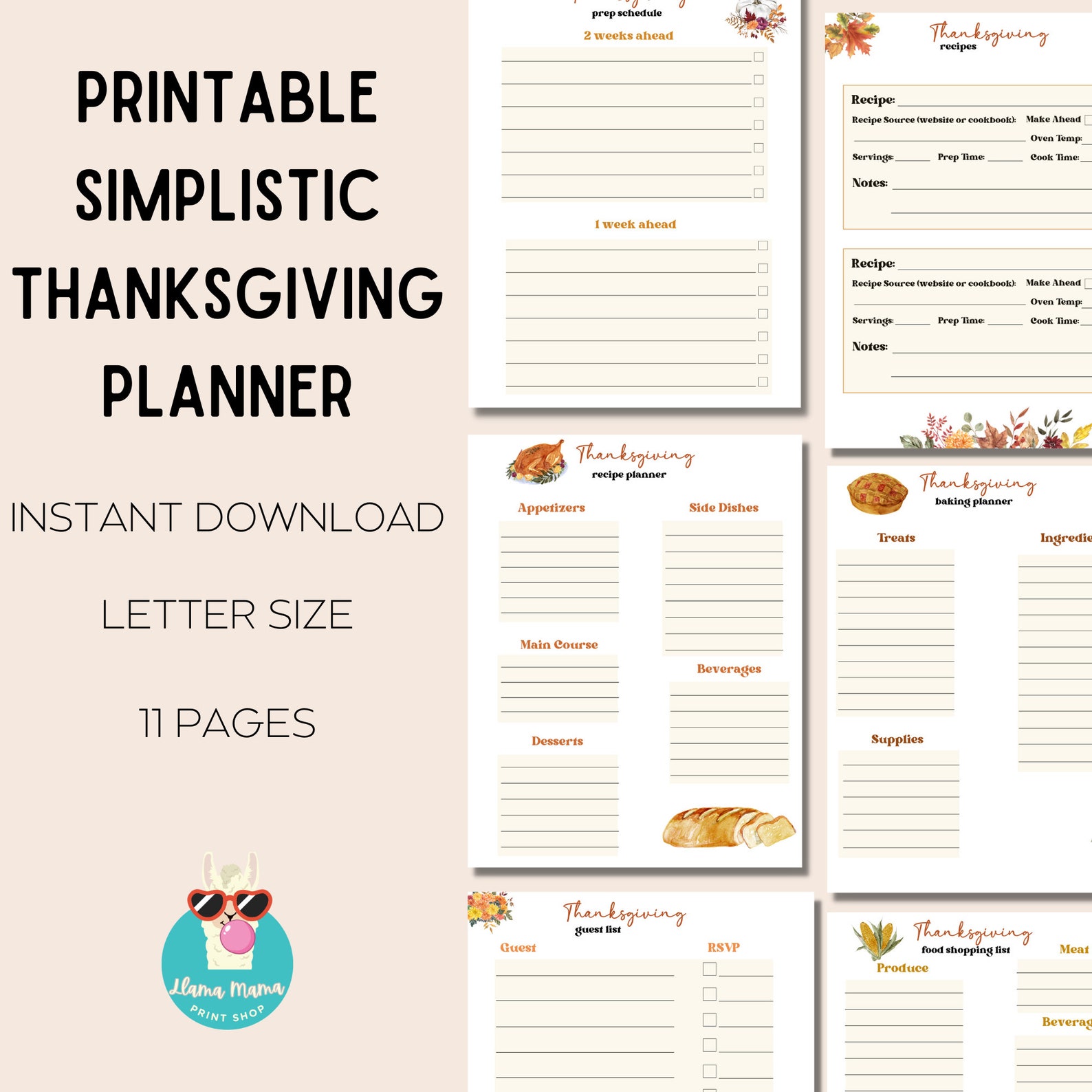 Thanksgiving Planner - Easy Thanksgiving Planner - Holiday Planner ...