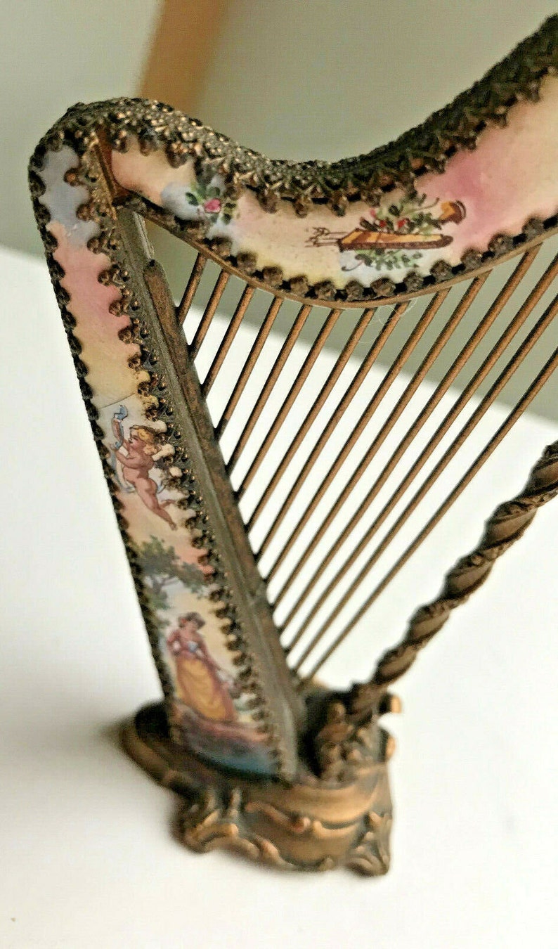 Viennese Enamel Miniature Harp - Etsy