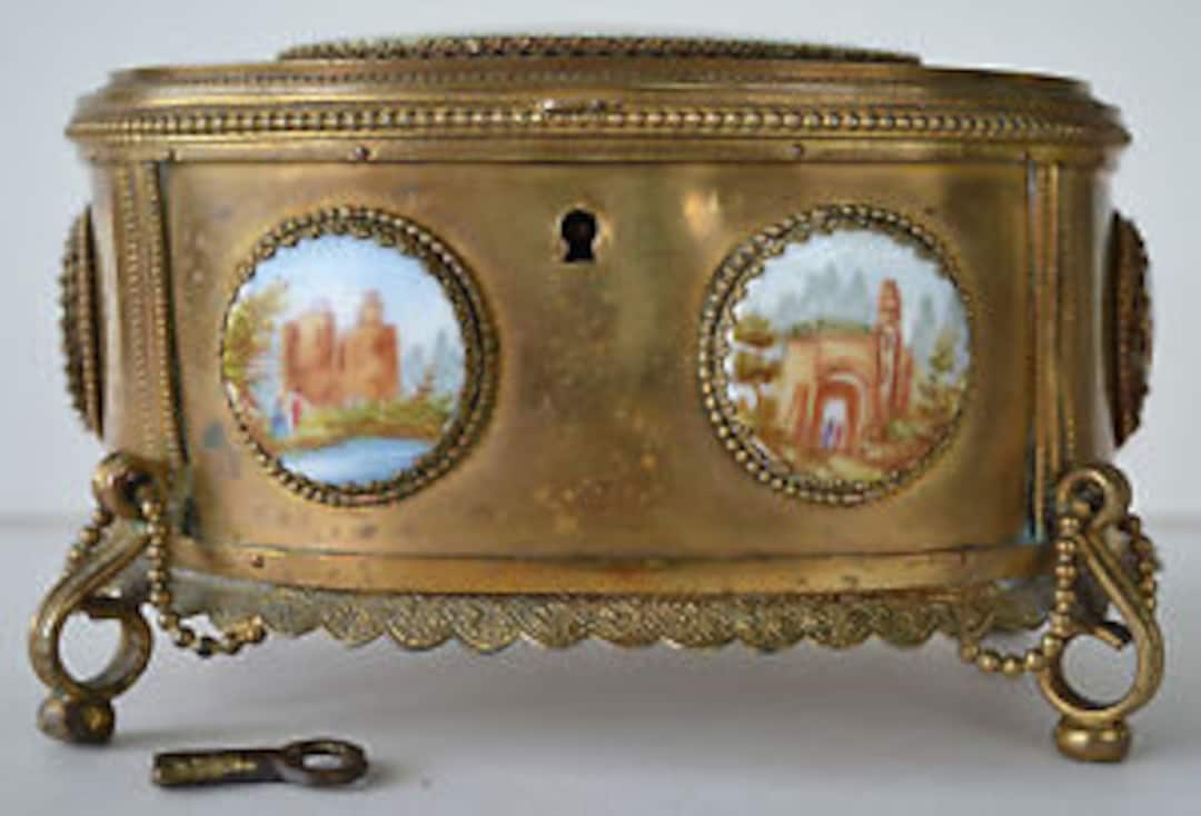 Guttin Bronze Porcelain Medallion Casket Box - Etsy